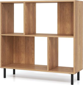 Giantex Bücherregal mit 4 Fächern, freistehendes Würfelregal, Regal mit 2 Ebenen, Standregal Raumteiler für Büro, Wohnzimmer & Arbeitszimmer, 90 x 30 x 90 cm 