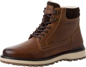 s.Oliver Herren Stiefel zum Schnüren aus Leder Gefüttert, Braun (Cognac), 44 EU