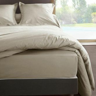 AC-D&eacute;co Ac-deco - Drap housse Lin en percale de coton 80 fils 180 x 200 x 35 cm