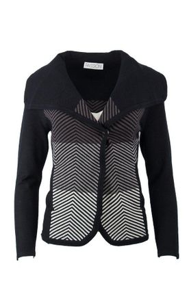 Passioni Cardigan mit Schalkragen und Fischgr&auml;tenmuster auf der Vorderseite