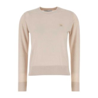 Maison Kitsun&eacute; Sandfarbener Wollpullover - - Knitwear - Damen - Beige - M