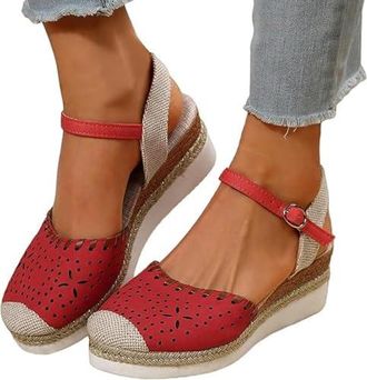 Generic Sandales orthop&eacute;diques compens&eacute;es &agrave; bout ferm&eacute; pour femme, habill&eacute;e d&eacute;t&eacute;, d&eacute;contract&eacute;e, confortable, l&eacute;g&egrave;re, sandales de marche antid&eacute;rapantes avec bo