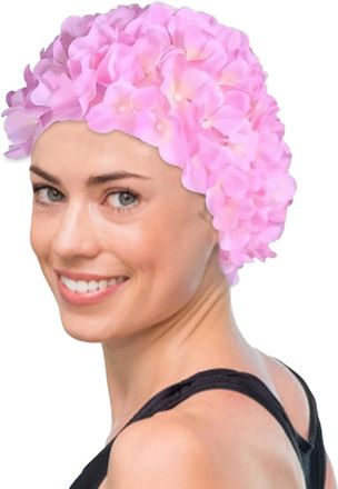 Generic Badekappe | Vintage Blumenbl&uuml;ten-Badem&uuml;tze Bequeme Badekappe mit Ohrenschutz Geeignet f&uuml;r Erwachsene Frauen und M&auml;dchen Langen oder kurzen Haaren Stil
