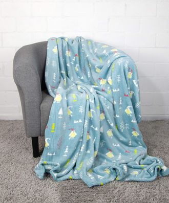 jilda-tex Wohndecke Kuscheldecke Plüschdecke Decke Tagesdecke Soft Verschiedene Designs (Blue Winter)