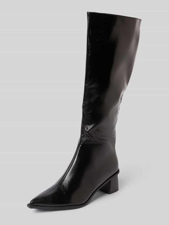 Bianco Spitz zulaufende Stiefel mit Blockabsatz