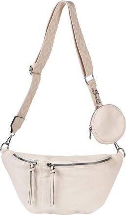 styleBREAKER Damen Halbmond Crossbody Schultertaschen Set 3-Teilig, Schultergurt mit Muster, Schlüsselanhänger, Börse 02012398, Farbe:Beige