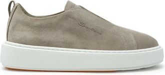 Santoni Low-Top Sneaker - Wbcd61323bartsapm45 Beige Suede Sneaker - Gr. 37,5 (EU) - in Wei&szlig; - f&uuml;r Damen