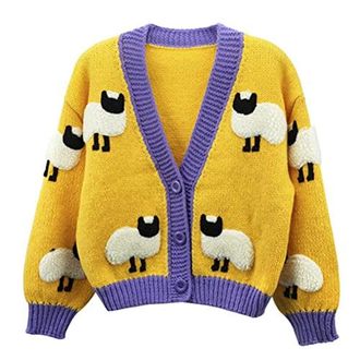 Generic Cardigan arc-en-ciel &agrave; manches longues pour femme, coupe d&eacute;contract&eacute;e, v&ecirc;tement dext&eacute;rieur color&eacute; en crochet pour lautomne et lhiver, taille unique po