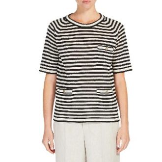 Max Mara Femme, Pulls, Multicolore, Taille: 36 FR Pull &agrave; rayures en lin avec poche