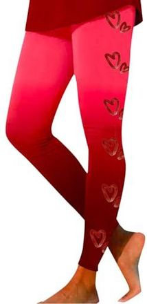 Generic Pantalon de yoga imprim&eacute; d&eacute;contract&eacute; pour femme pour la Saint-Valentin 2026, rose vif, XXL