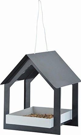 Esschert Design Futterhaus, hängend, in anthrazit/weiß, aus dem Material Metall, 19,3 x 19,1 x 23,2 cm