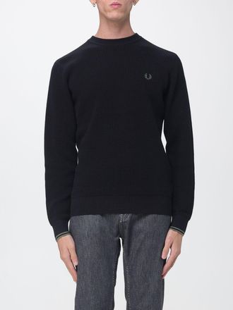 Fred Perry Pull &agrave; col rond en coton avec logo contrastant et bords c&ocirc;tel&eacute;s