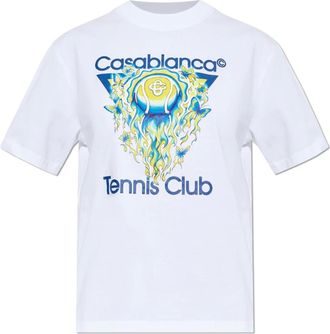 Casablanca Femme, Tops, Blanc, Taille: 36 FR Tennis Club Icon Short Sleeve T-Shirt