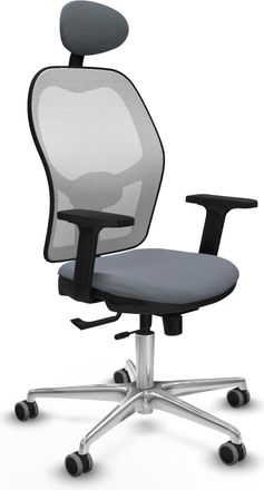 Piqueras y Crespo Schreibtischstuhl in Grau und Wei&szlig;, mit 2D-Armlehnen, h&ouml;henverstellbarer Lendenwirbelst&uuml;tze und festem Kopfteil, ausgestattet mit Syncro/Traslack und 