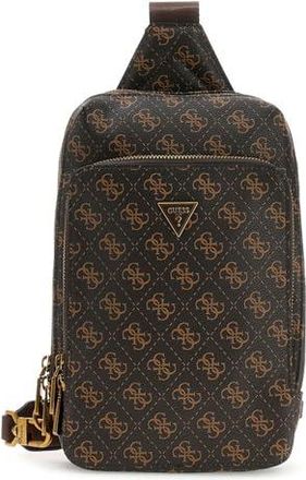 Guess sac en bandoulière Milano Crossover Brown/Ochre/Burgundy marron foncé