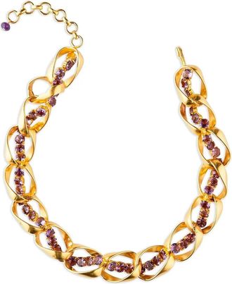 Bounkit collier chaîne avec améthystes facettées - Or