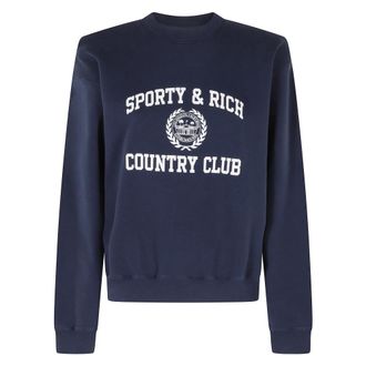 Sporty & Rich Varsity Crest Rundhalspullover - - Sweatshirts & Hoodies - Damen - Blau - L