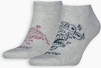 Levi's Low Cut Socken mit Grafik - 2er-Pack - Herren - Grau / Grau