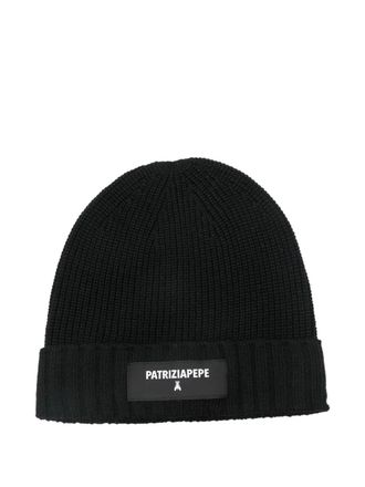 Patrizia Pepe bonnet c&ocirc;tel&eacute; &agrave; logo appliqu&eacute; - Noir