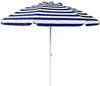 hOme Home Sonnenschirm aus Polyester, 200 cm, weiße Streifen, Polyester, mehrfarbig