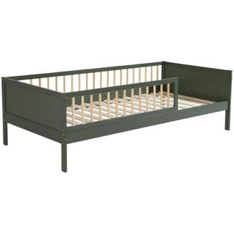 Sweeek Sweeek - Lit enfant 90 x 190 cm pin naturel sommier &agrave; lattes inclus Vert - Elio