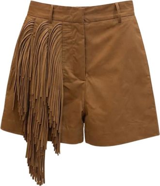 Erika Cavallini Semi Couture Femme, Shorts, Brun, Taille: 38 FR Shorts en coton taille haute