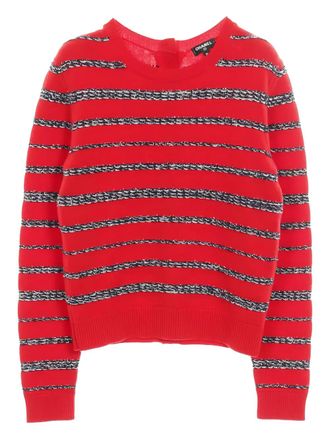 Chanel cardigan &agrave; rayures (1986-1988) - Rouge