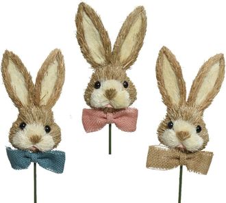 Decoris Osterhase 40cm x 1 Stück Sortiert Stroh Deko Hase Blumenstecker Pflanzenstecker Osterdeko