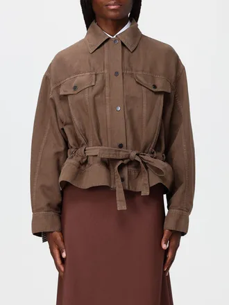 Brunello Cucinelli Veste courte en lin et coton avec ceinture &agrave; nouer