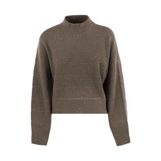 Brunello Cucinelli New English Half-Rib Strick - - Knitwear - Damen - Braun - XS