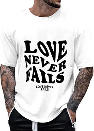 ORANDESIGNE Homme Oversize T-Shirt Col Rond Manches Courtes Basique Imprimé Tee Shirt Manche Courte Top Basic Shirt Crew Neck Hip Hop Garçons Streetwear C Blanc 3