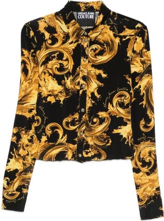 Versace Jeans Couture Femme, Blouses et Chemises, Noir, Taille: 40 FR Chemise Imprim&eacute; Barocco