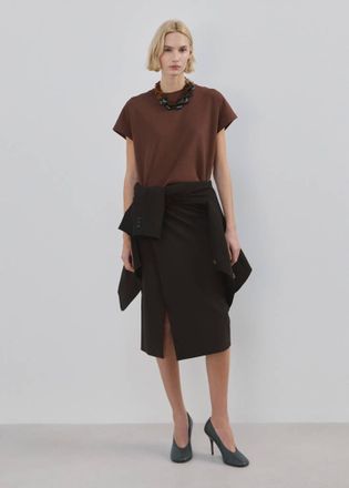 Mango Kurz&auml;rmliges Baumwoll-T-Shirt rotbraun - Damen - XS - MANGO