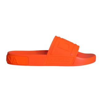 Dolce & Gabbana Logo Detail Gummislider Sandalen - - Shoes - Damen - Orange - 35 EU