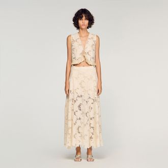 Sandro Jupe longue en guipure