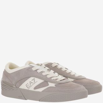 Emporio Armani Leather With Side Logo Sneakers - Gray
