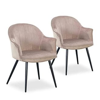 Menzzo Lot de 2 Fauteuils Williams Velours Taupe