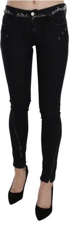 Costume National Femme, Jeans, Noir, Taille: W26 Jean Skinny en Denim avec Fermeture &Eacute;clair Basse &agrave; la Jambe