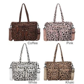 Generic Sac &agrave; bandouli&egrave;re en velours c&ocirc;tel&eacute; imprim&eacute; l&eacute;opard, sac sous les bras tendance pour femmes de travail (rose)