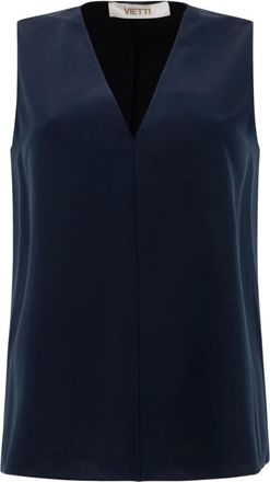 F.it Haut sans manches &agrave; col en V - Femme - Tops - Bleu - Taille: 46 FR
