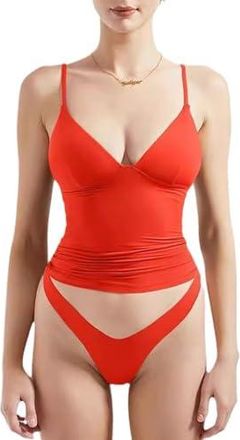 Generic Camisole de printemps sans manches pour femme - Chemise amincissante ajust&eacute;e tendance basique 2025 - Col en V - Bretelles spaghetti - Dos nu - Coupe a