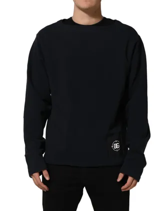 Dolce & Gabbana Mens Dark Blue Logo Cotton Sweatshirt Sweater Clothing