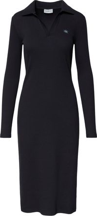 Calvin Klein Damen Ls Woven Label Johnny Collar Mid Lv047E202G Kleider, Black (Black), XS