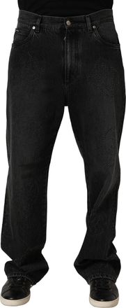 Dolce & Gabbana Mens Dark Gray Cotton Wideleg Oversize Denim Jeans Clothing