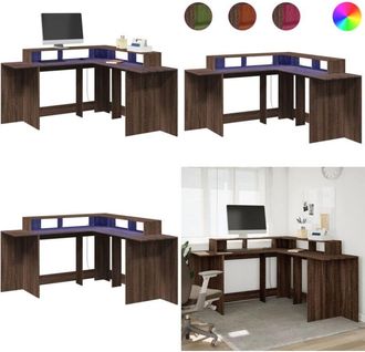 vidaXL Vidaxl - LED-Schreibtisch Braun Eichen-Optik 152x152x91 Holzwerkstoff