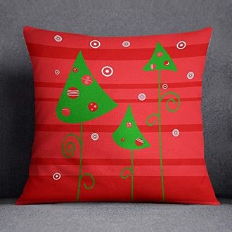 Questo Casa Weihnachtsbaum Kissenbezug mit Unsichtbarer Reißverschluss, Kissenhülle, Zierkissenbezug, Wohnkultur, Für Sofa, Kaffeestube, Größe: 45X45 cm - Entworf