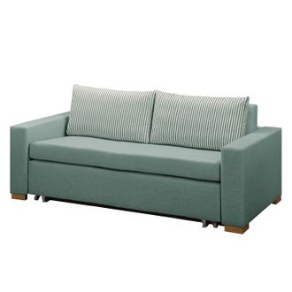 Maison Belfort home24 Schlafsofa XV Gr&uuml;n/Mintgrau Webstoff 190cm Landhaus