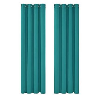 Deconovo Rideaux Occultants Isolant Thermique Anti Froid, Design Moderne &agrave; Oeillets, Rideaux pour Salon et Chambre, 117x229 CM (Largeur x Hauteur), Turquoise, 