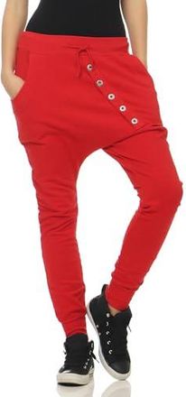 Malito more than fashion Malito Femme Boyfriend Pantalon Bouton Classic Baggy Harem Aladin Yoga 8023 (Rouge)