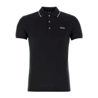 Ermenegildo Zegna Homme, Tops, Noir, Taille: S Polo Stretch Piqu&eacute;